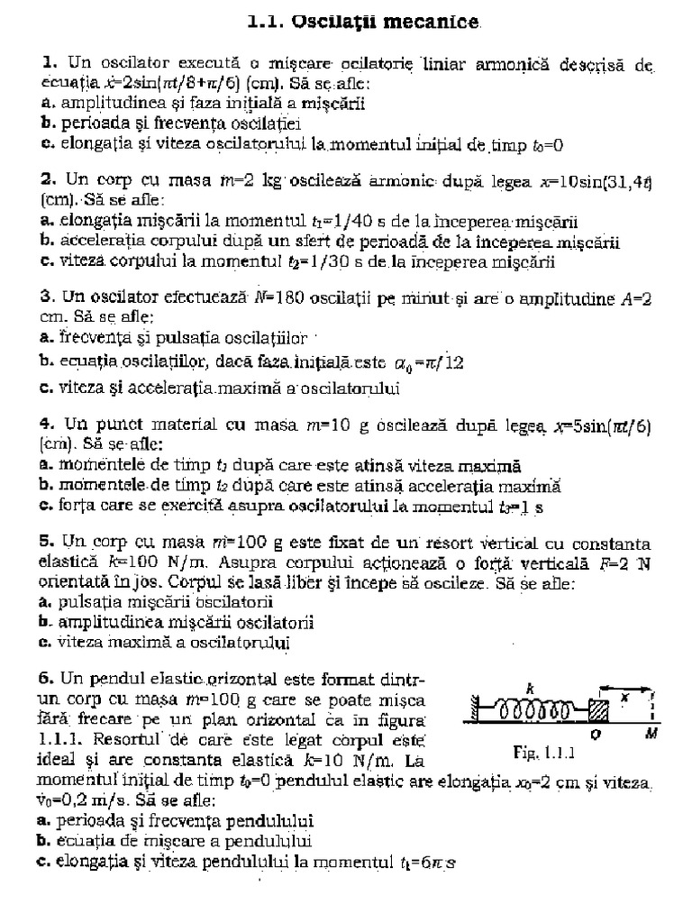 Probleme Oscilatii Mecanice | PDF
