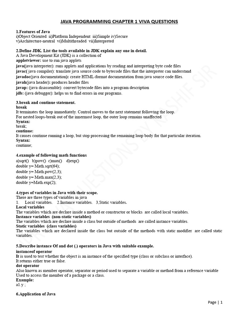 Jpr Chapter 1 Viva Questions Pdf Class Computer Programming Method Computer Programming