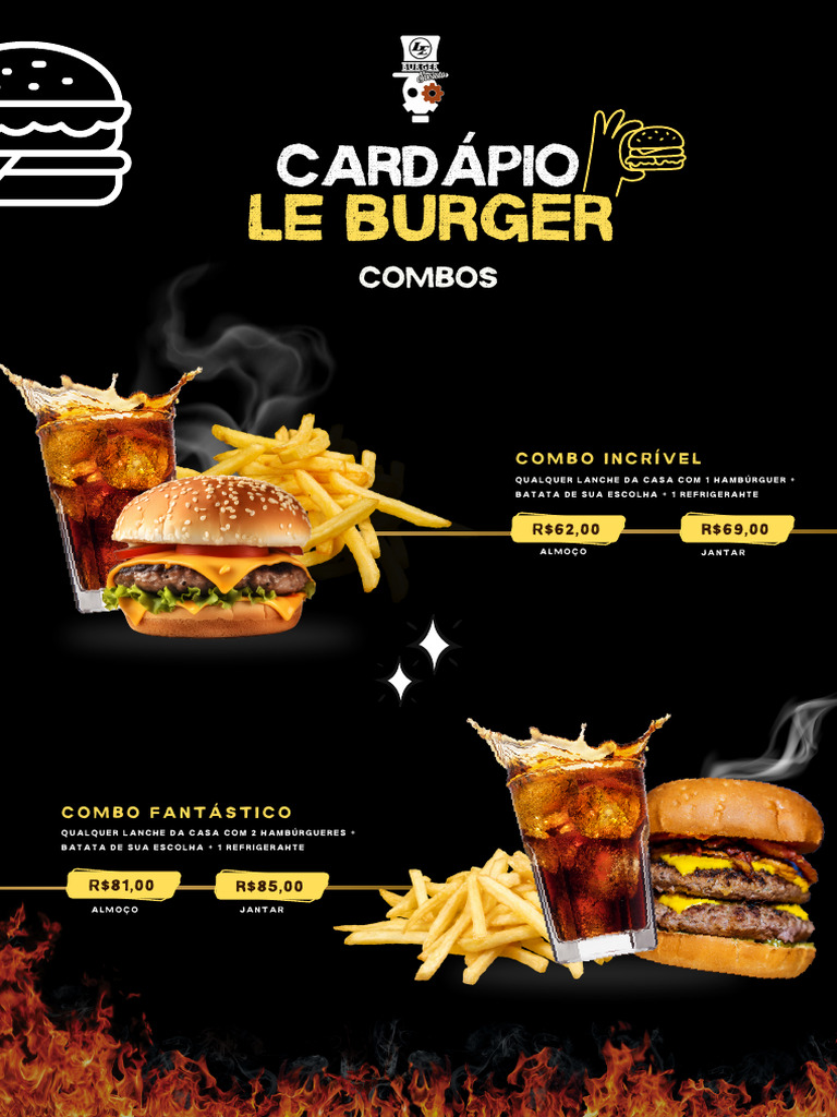 Cardapio LE Burger | PDF | Hambúrgueres | Bebida