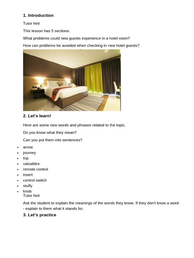 Lesson No. 8 - Hotel Rooms | PDF