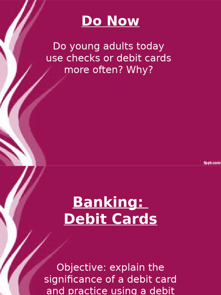 Financial Literacy - Banking - Debit Cards Teacher Notes 3 | PDF ...
