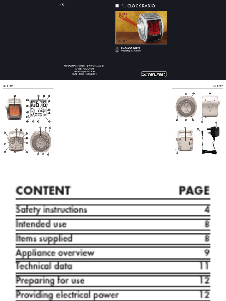 SilverCrest KH 2217 Clock Radio Guide | PDF | Power Supply | Mains ...