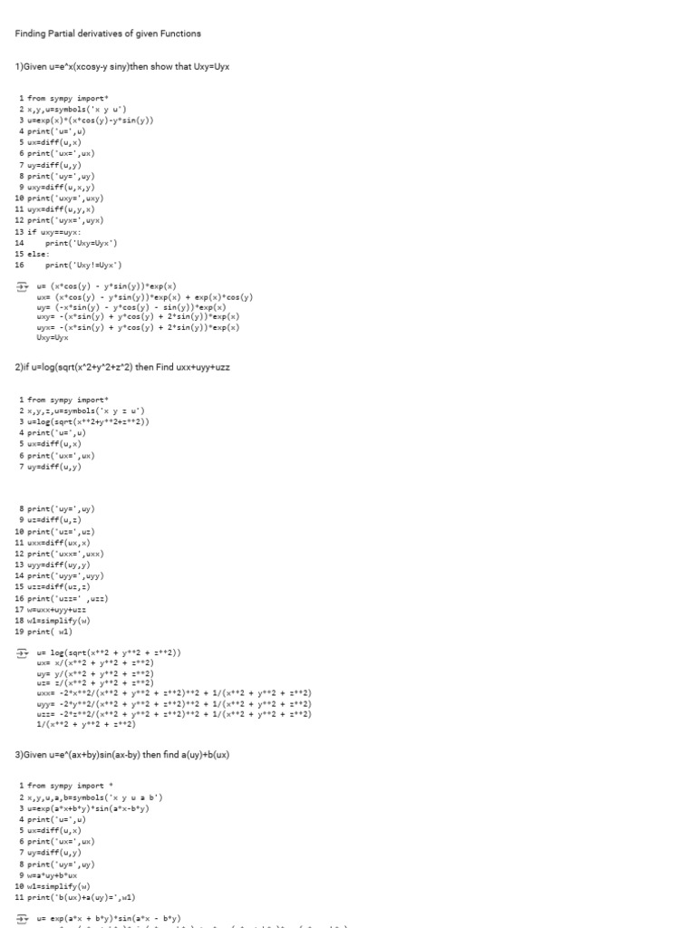 Finding Partial Derivatives And Jacobians Ipynb Colab Pdf Matrix Theory Operator Theory