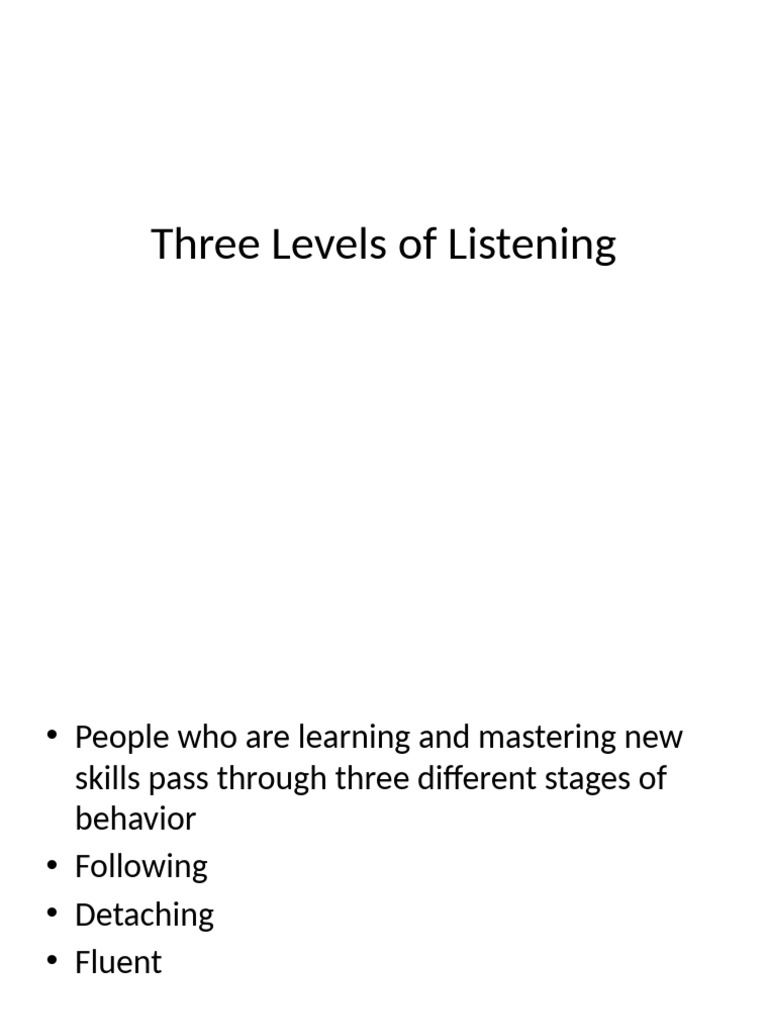 Three Levels of Listening 22pw03 | PDF | Knowledge | Methodology