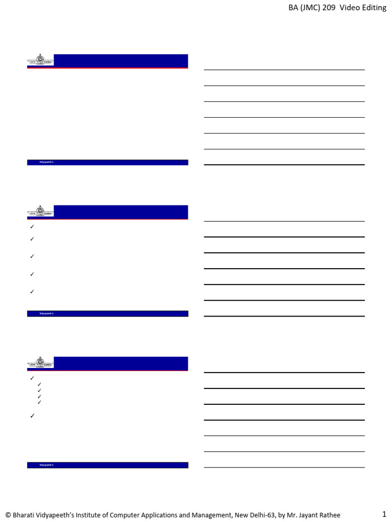Video Editing BVICAM, Unit -2 | PDF | Codec | Data Compression