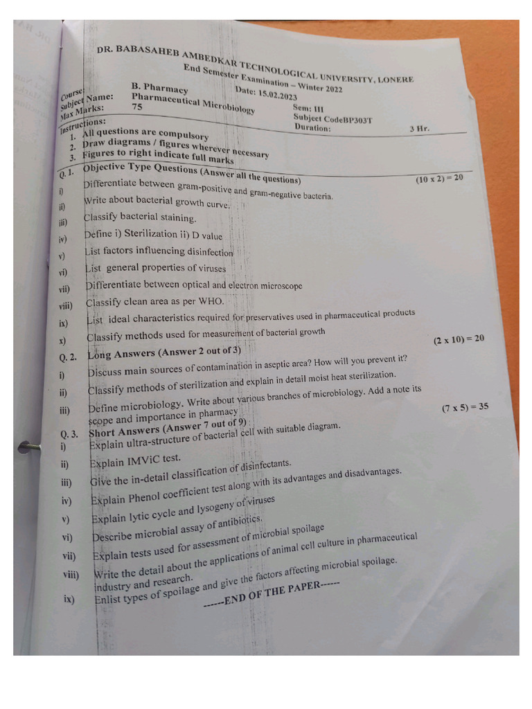 PM Question Paper | PDF