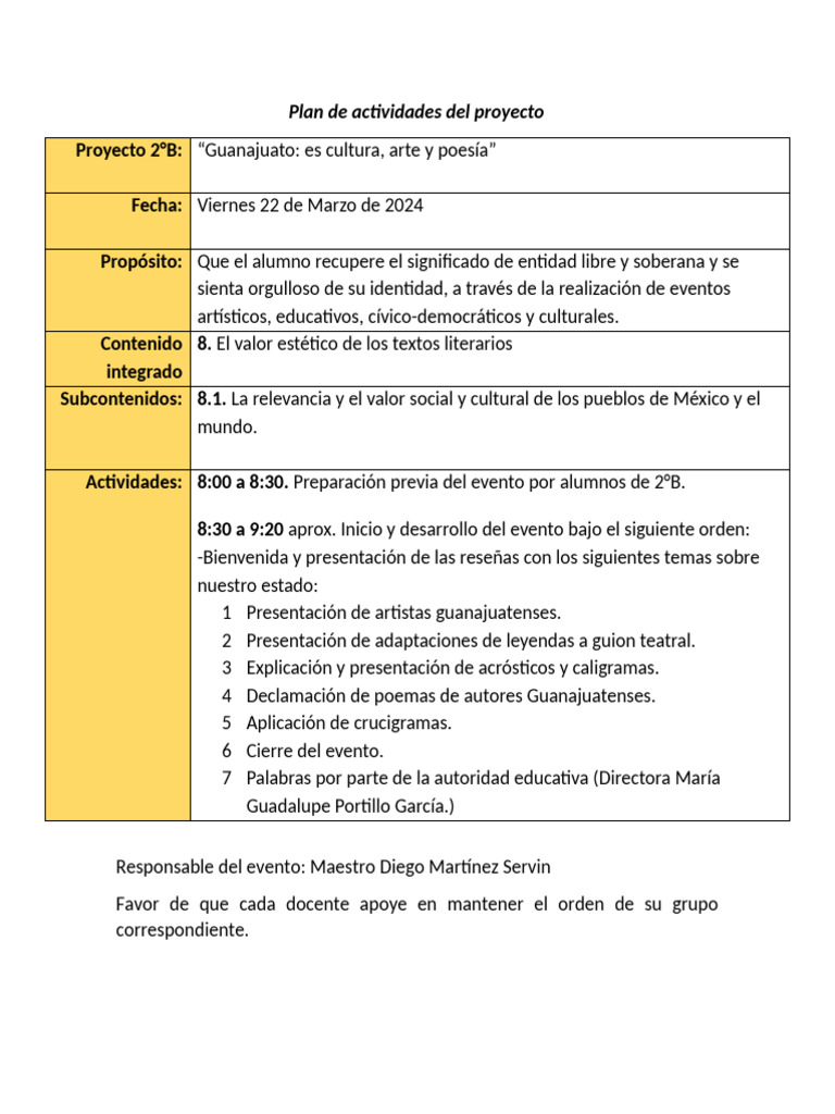 Plan de Actividades Del Proyecto | PDF