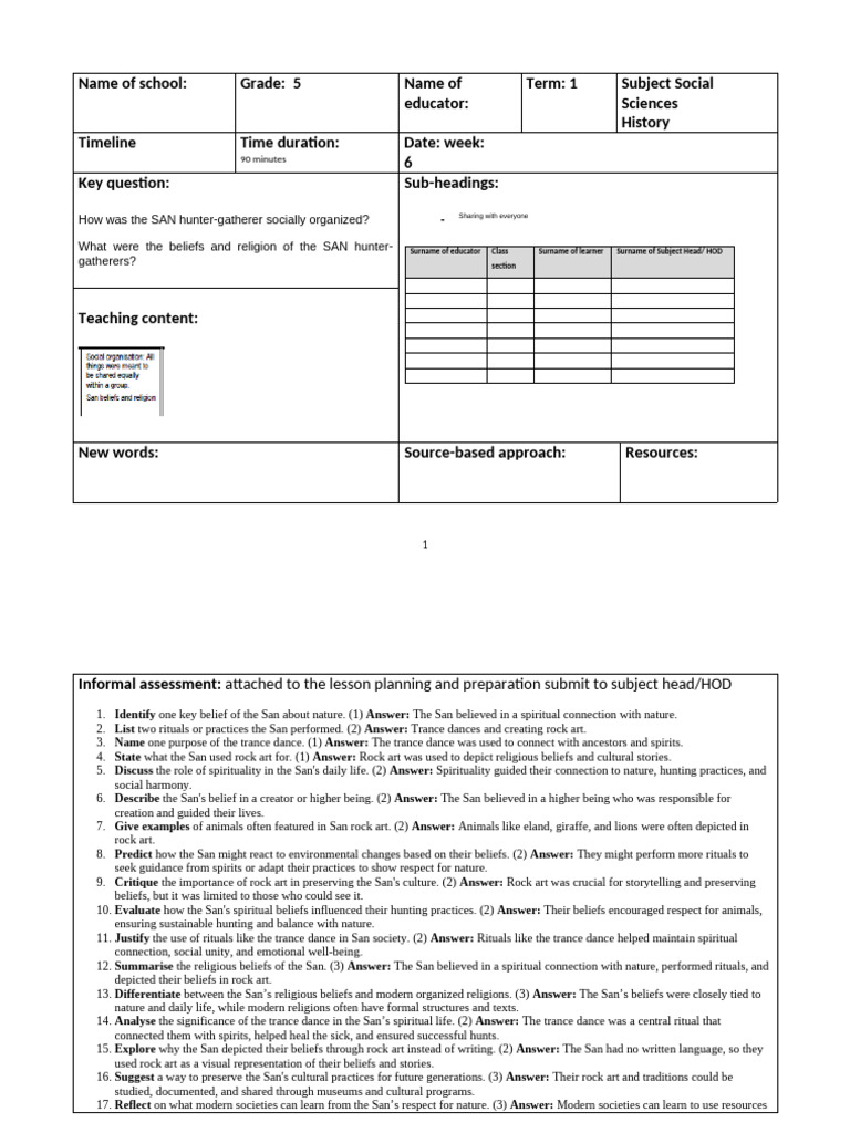 4 Grade 5 History Term 1 Lesson Plan | PDF | Rituals | Shamanism