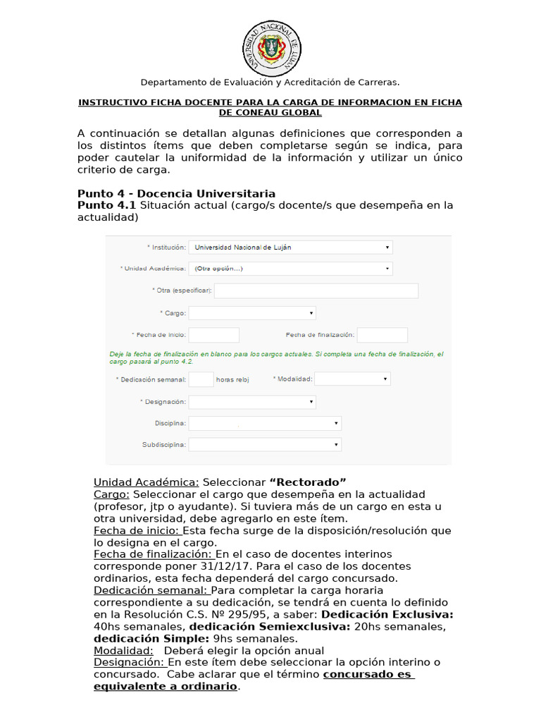 Instructivo Datos A Completar Ficha Docente | PDF