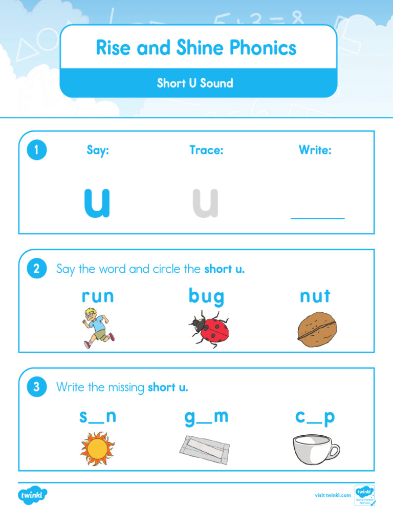 Rise and Shine Phonics Short U Sound Activity | PDF