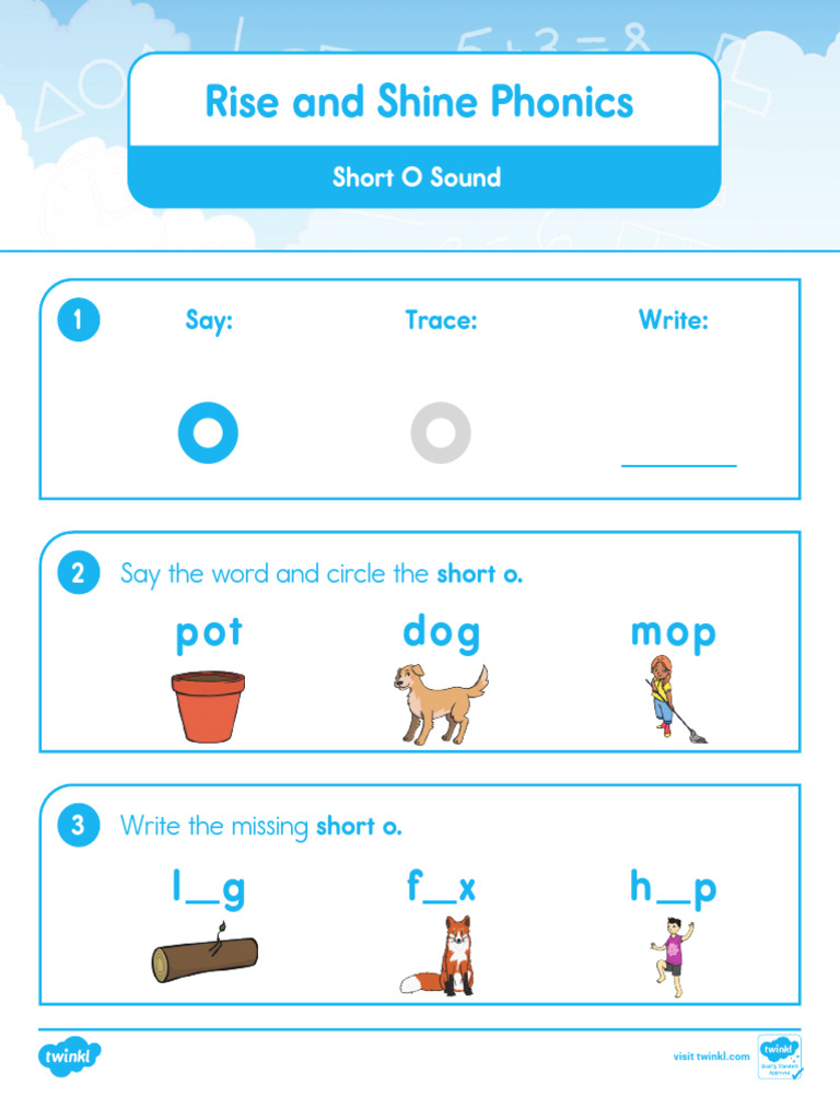 Rise and Shine Phonics Short O Sound Activity | PDF