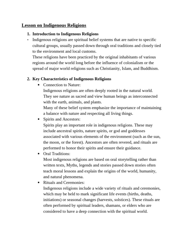 WORLD RELIGION - INDIGENOUS RELIGION | PDF | Shamanism | Religious ...