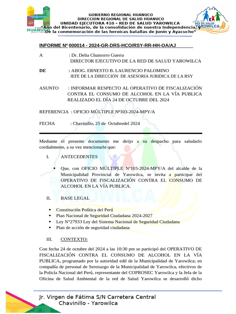 INFORME operativo 2024 | PDF | Gobierno local | Gobierno