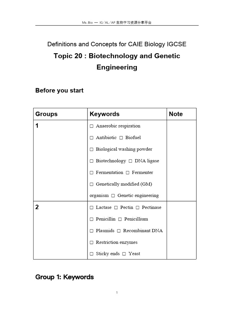Topic 20 - Biotechnology and Genetic Engineering | PDF | Fermentation | Genetic Engineering