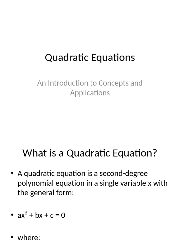 Quadratic Equations Presentation | PDF