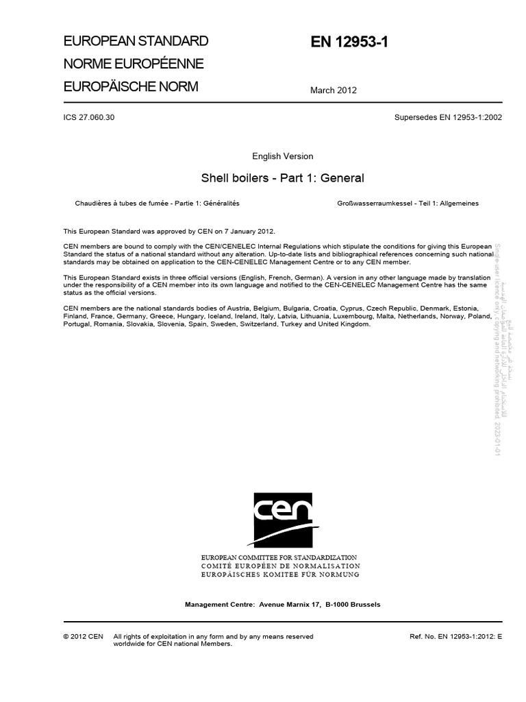 Overview of EN 12953-1 Standard | PDF | Boiler | European Union