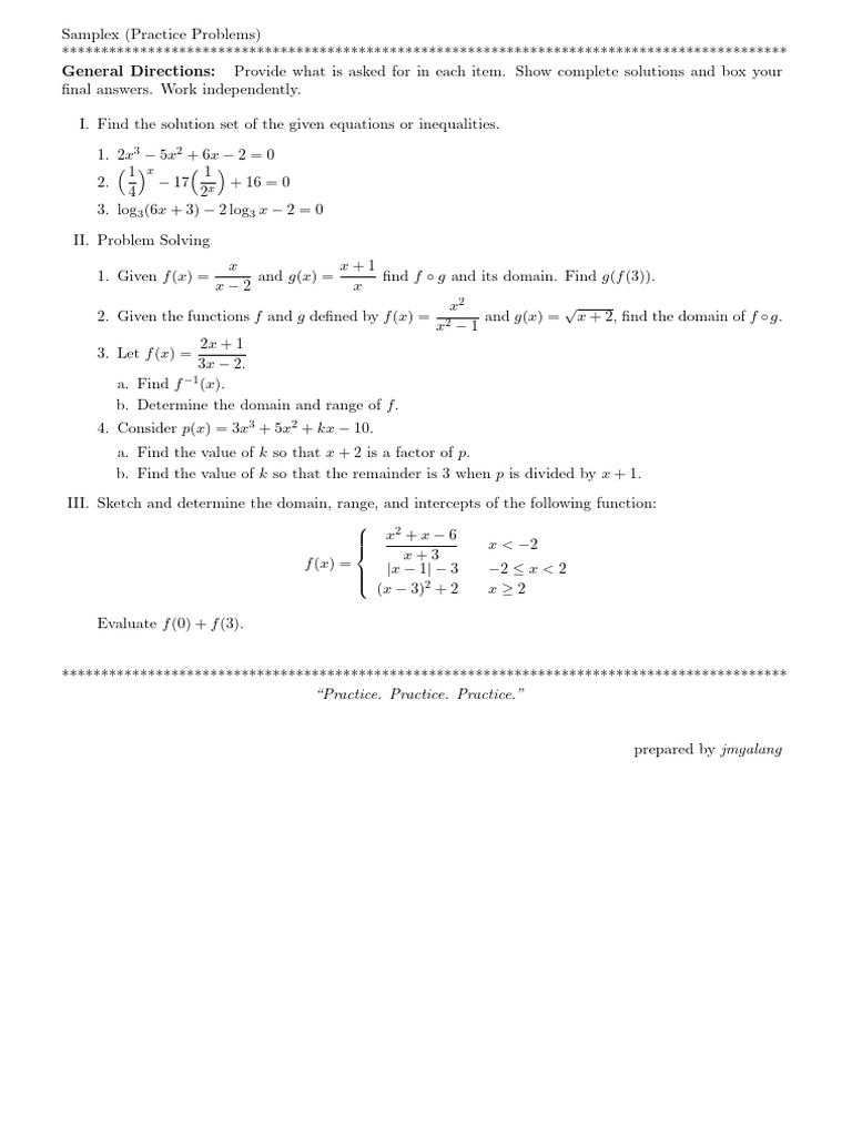 LE2 1 - Solution Key For The Practice Problems | PDF | Mathematics ...