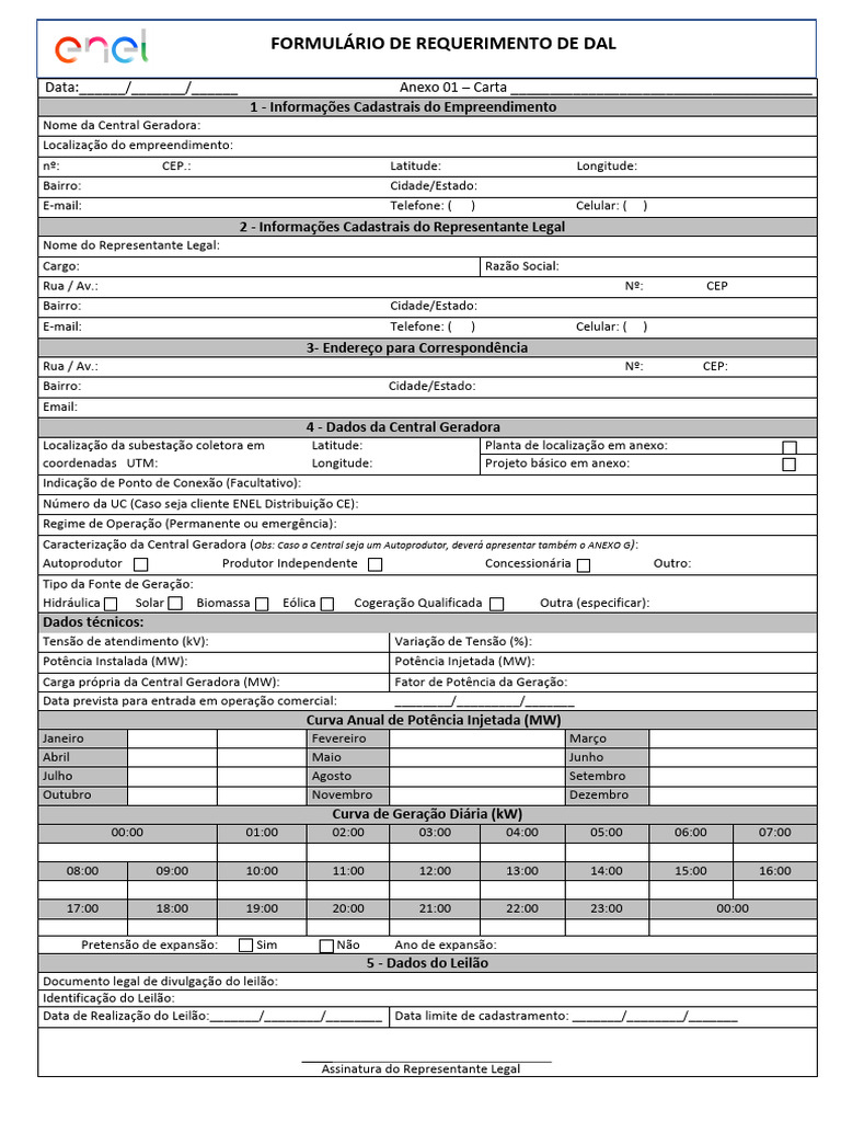 Anexo IV - Formulário de Requerimento de Dal | PDF | Quantidade ...