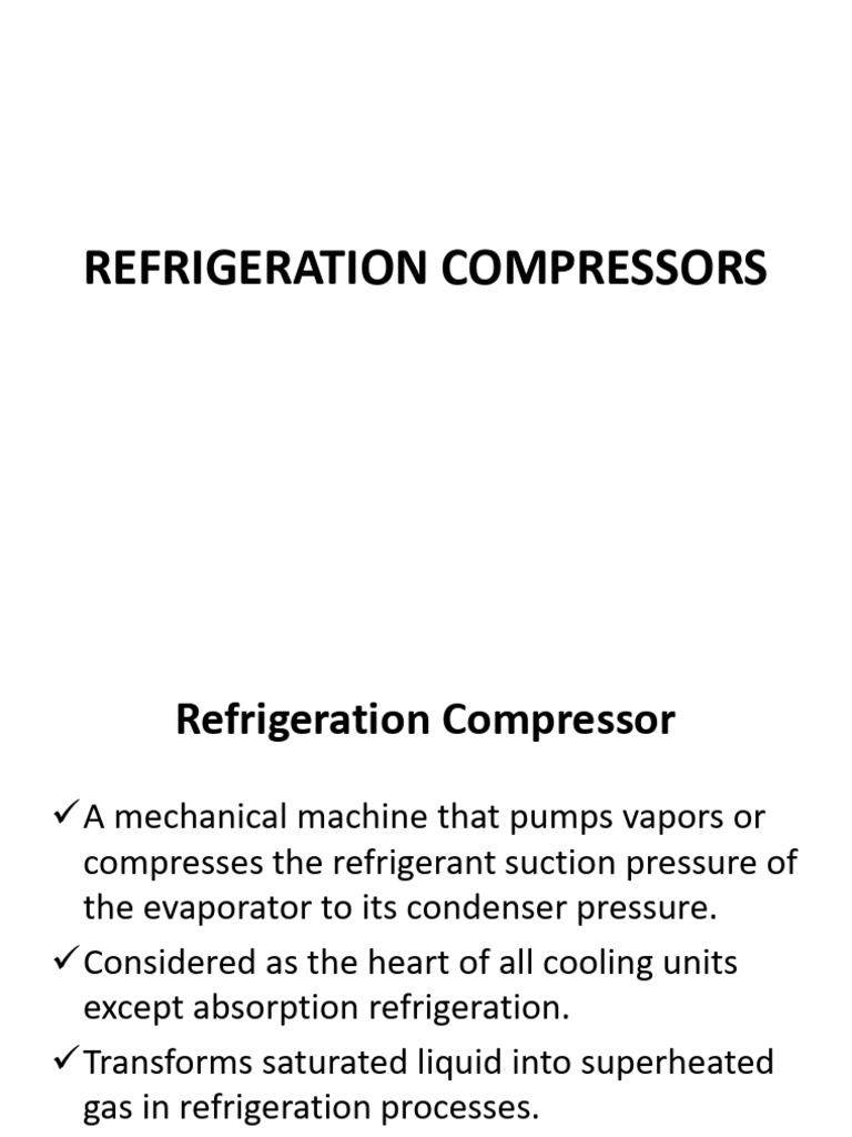 4 Refrigeration Compressors Pdf Pump Gases