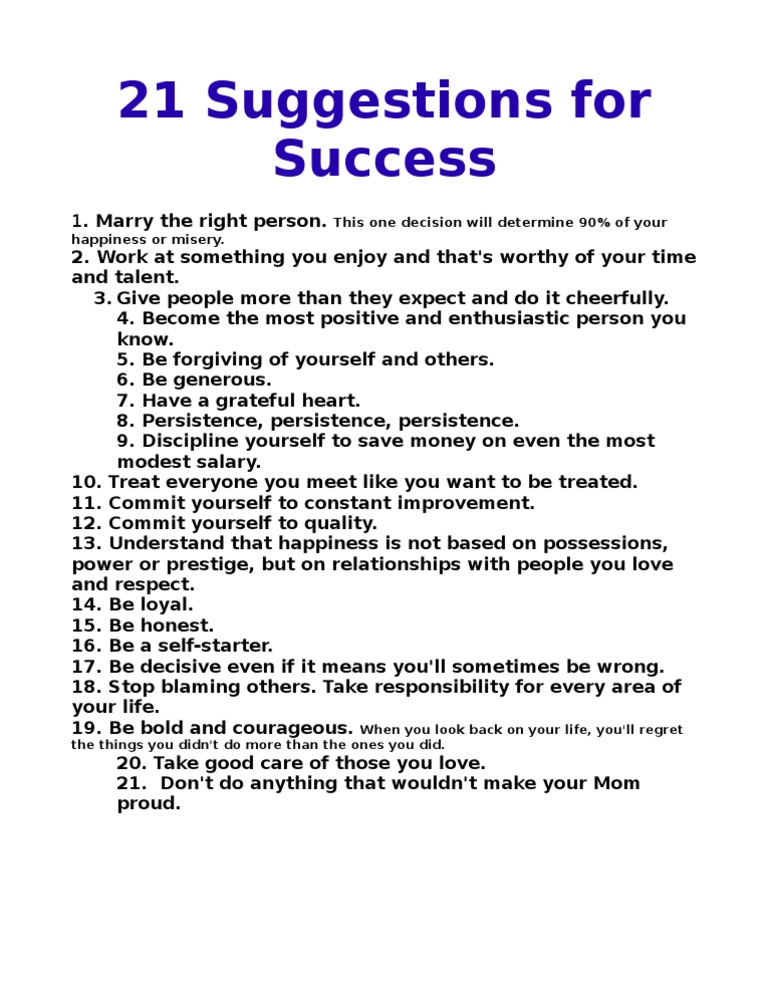 21 Keys to Personal Success | PDF