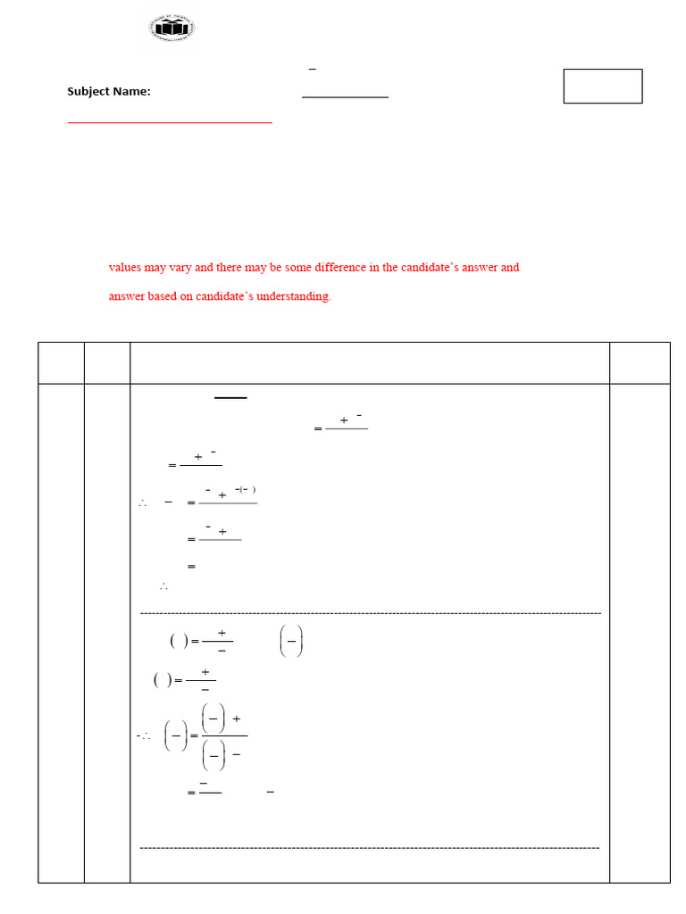 2018 Summer Model Answer Paper | PDF | Slope | Tangent