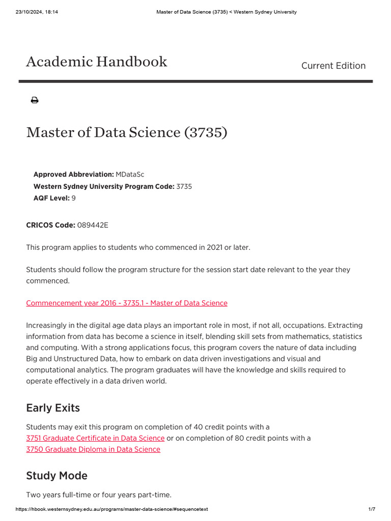 Master of Data Science Overview WSU | PDF