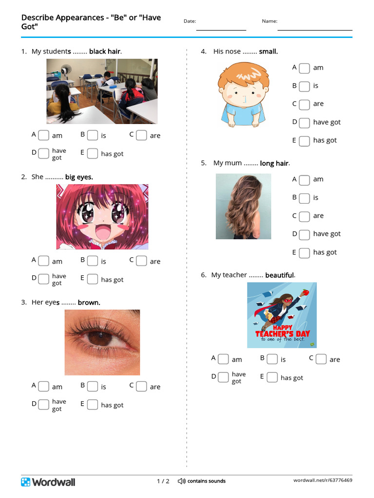 describe-appearances-be-or-have-got-quiz (1) | PDF