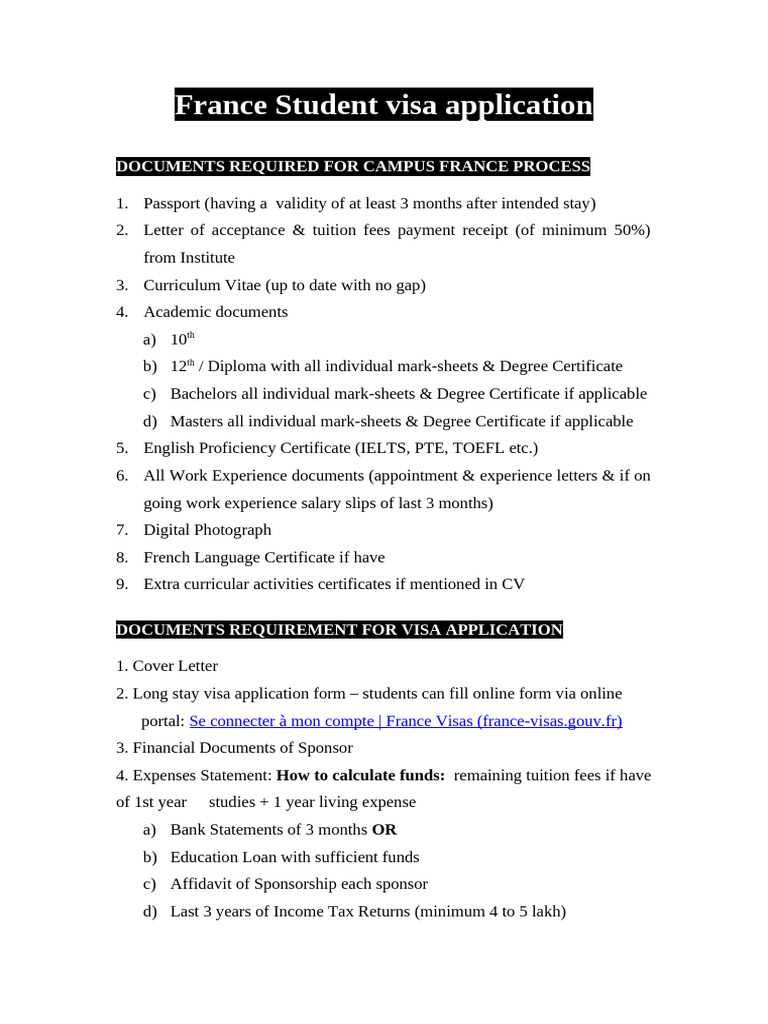 France Student Visa Application Guide | PDF | Travel Visa