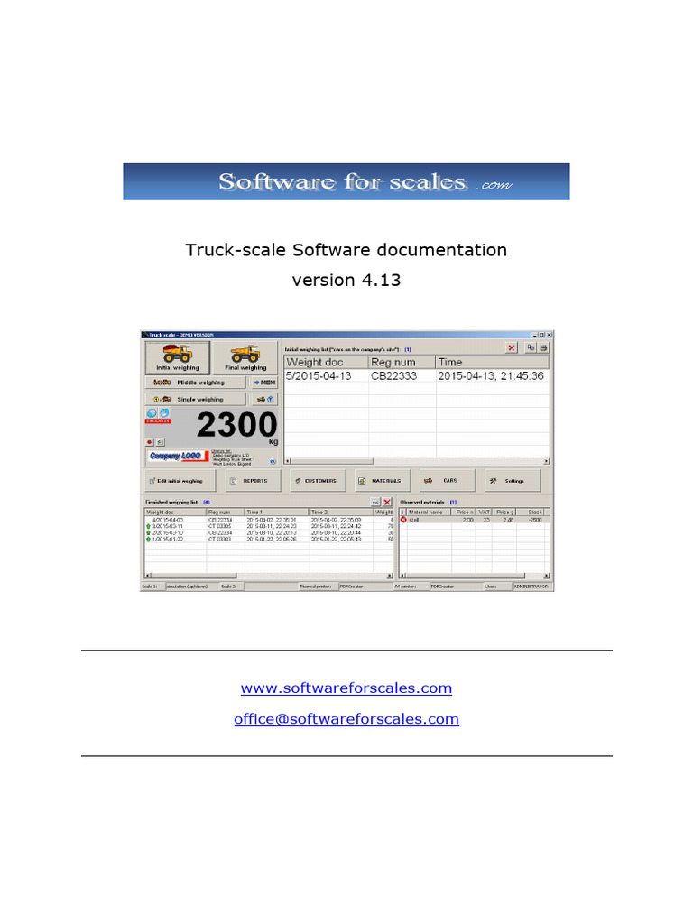 Truck Scale Documentation | PDF | Software | Computing