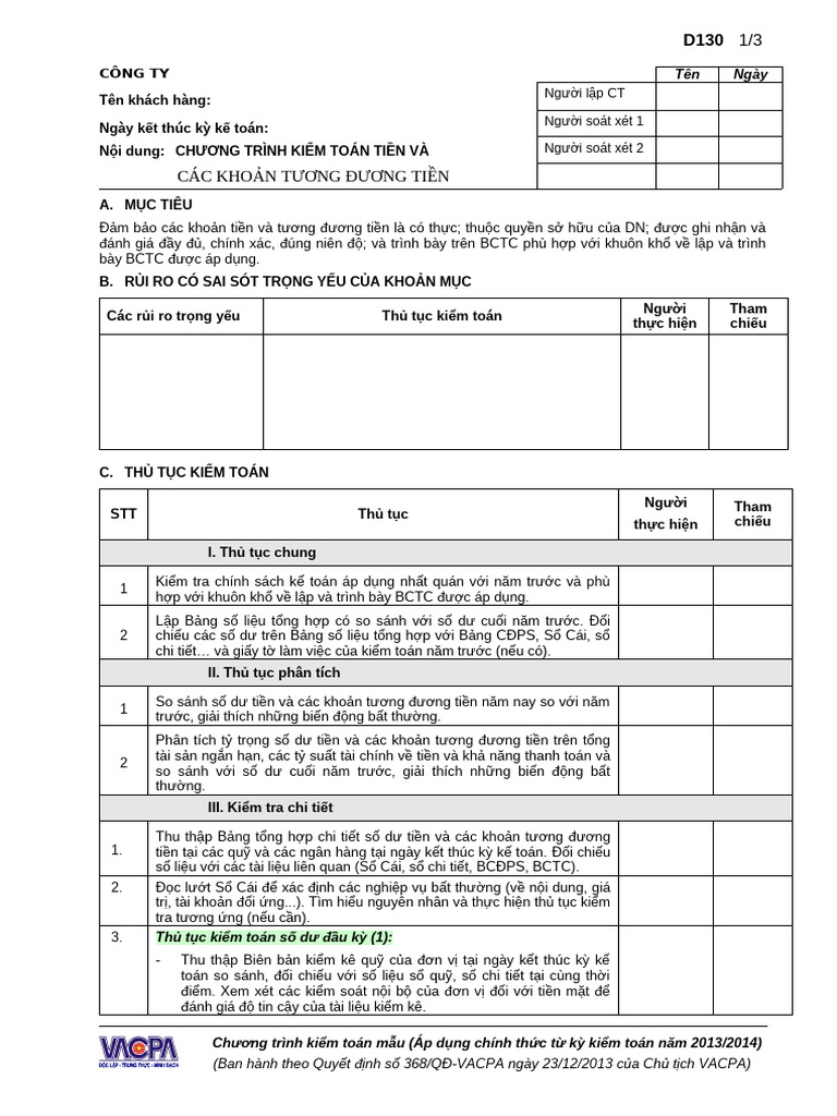 D130-Tien Va Cac Khoan Tuong Duong Tien (X) | PDF