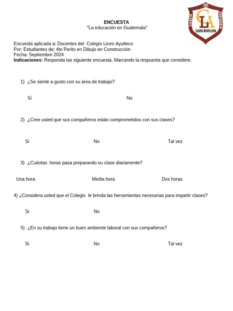 Ejemplo de Encuesta para Clase (1) (Autoguardado) | PDF