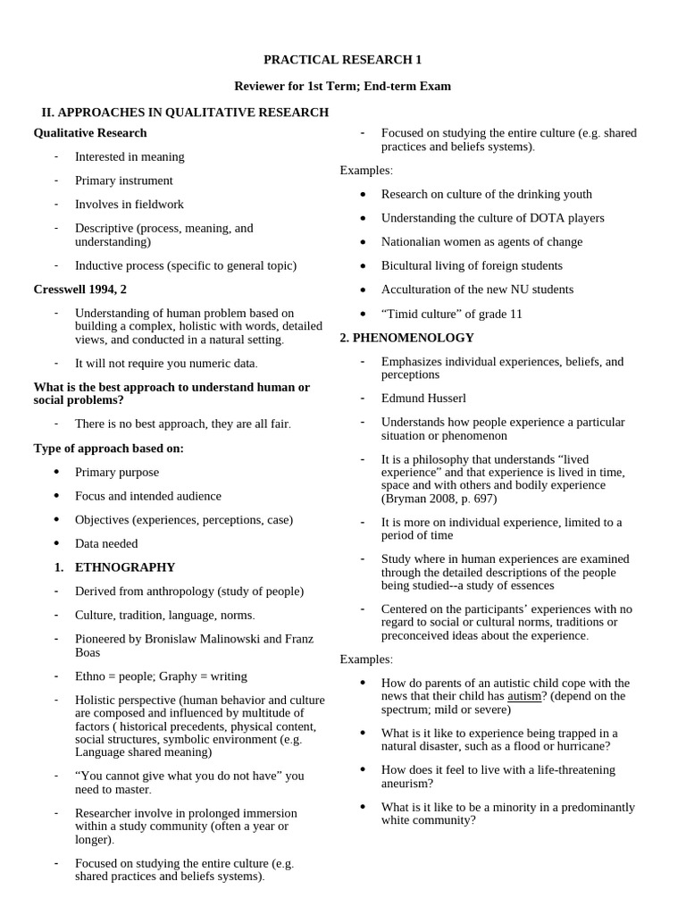APPROACHES IN QUALITATIVE RESEARCH_PR1 | PDF | Qualitative Research | Experience