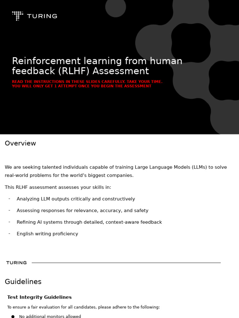 (Turing) Guidelines For RLHF Assessment - 2025 - DS | PDF | Artificial Intelligence ...