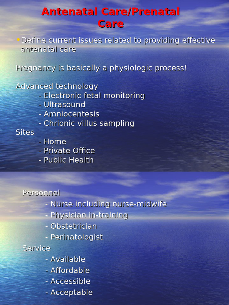 Antenatal Care Lukman | PDF | Pregnancy | Prenatal Development