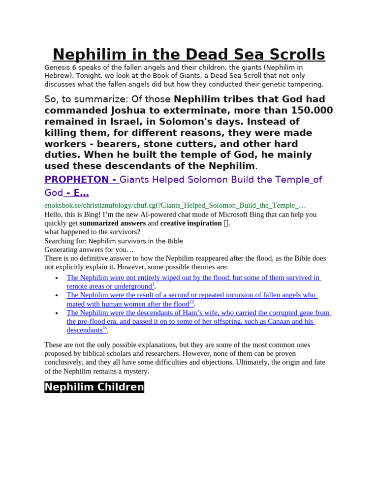 Nephilim in The Dead Sea Scrolls | PDF | Canaan | Nephilim
