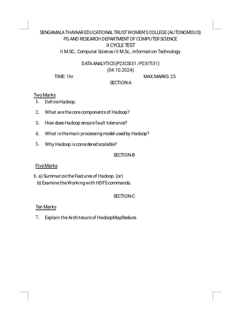 Data Analytics Test: Hadoop Focus | PDF