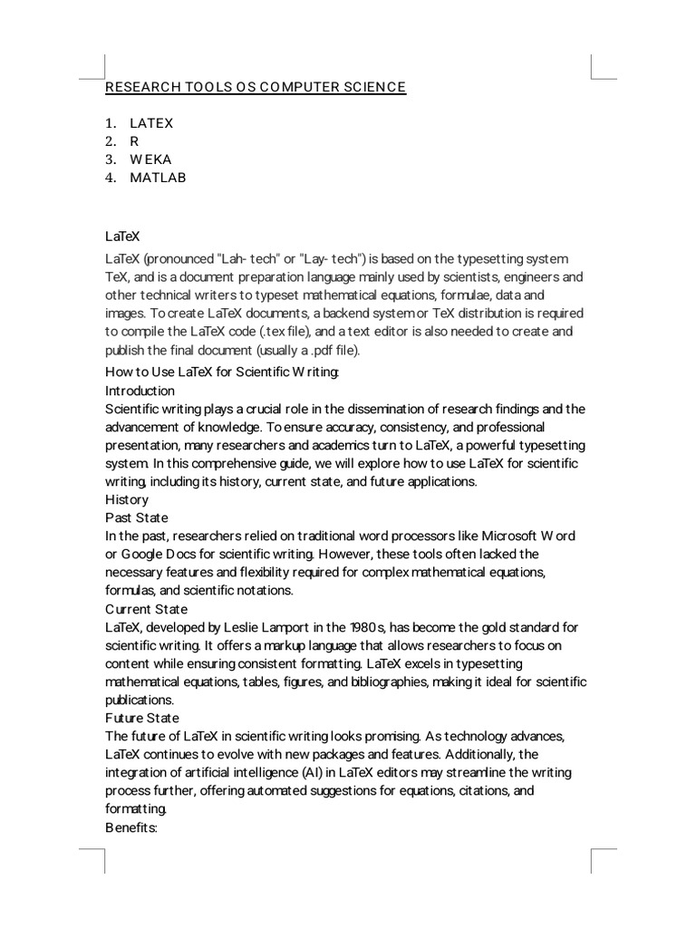 Unit III - Research Tools Os Computer Science - Latex | PDF | Computing
