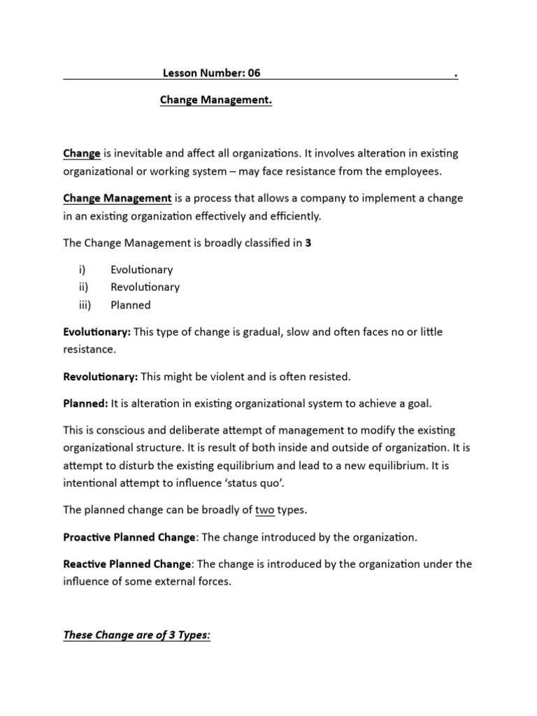 Change Management Notes | PDF | Cognition | Psychological Concepts