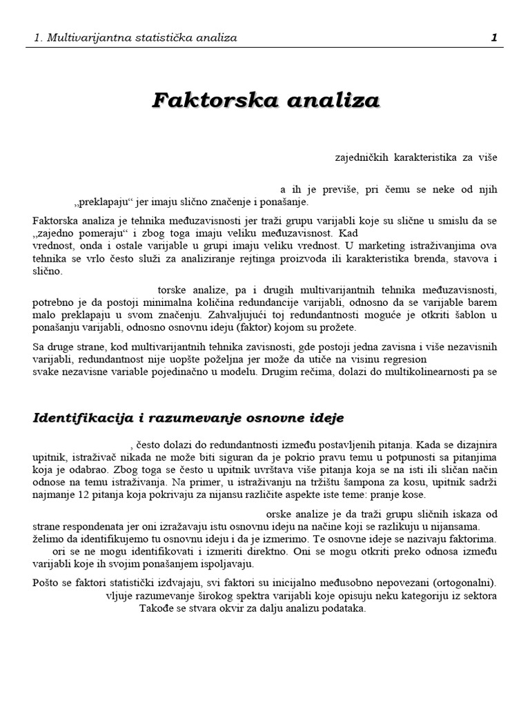 Faktorska Analiza | PDF
