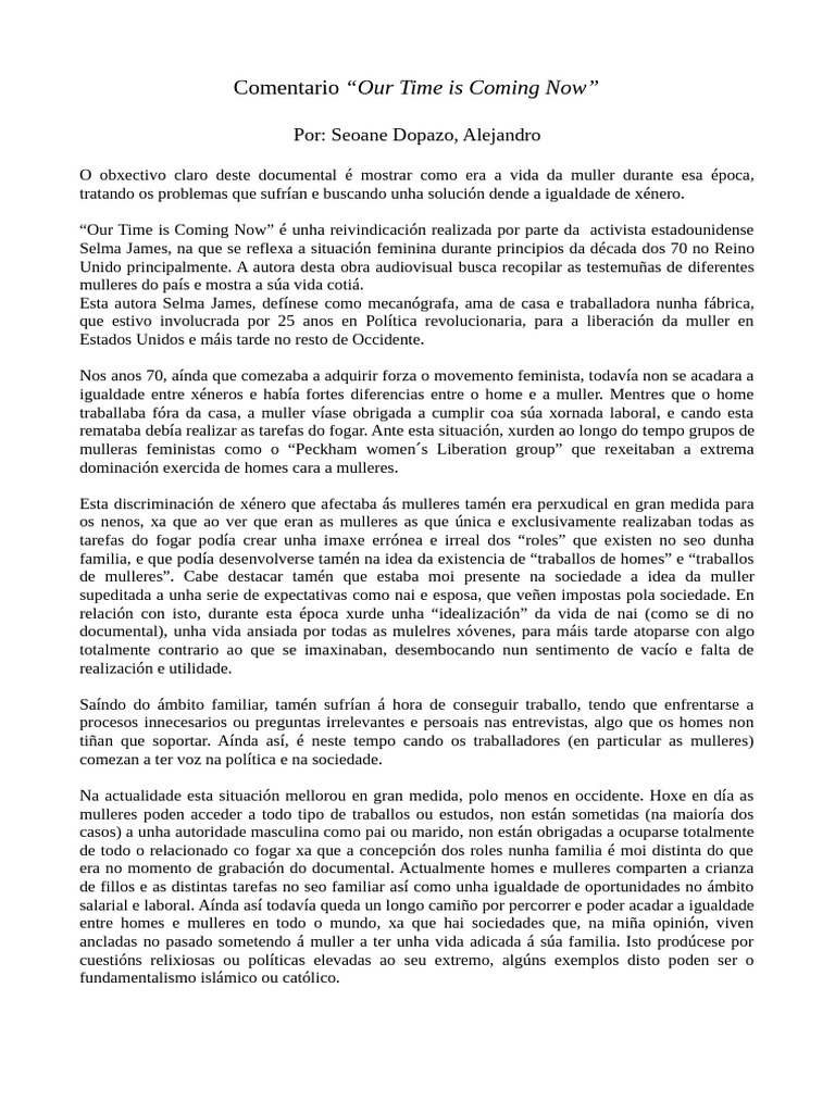 Our Time Is Coming Now - Comentario | PDF