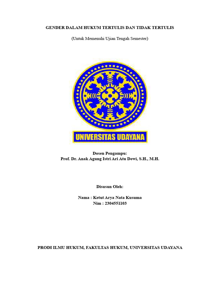 1103_Arya Nata Kusuma_Gender Dalam Hukum UTS | PDF