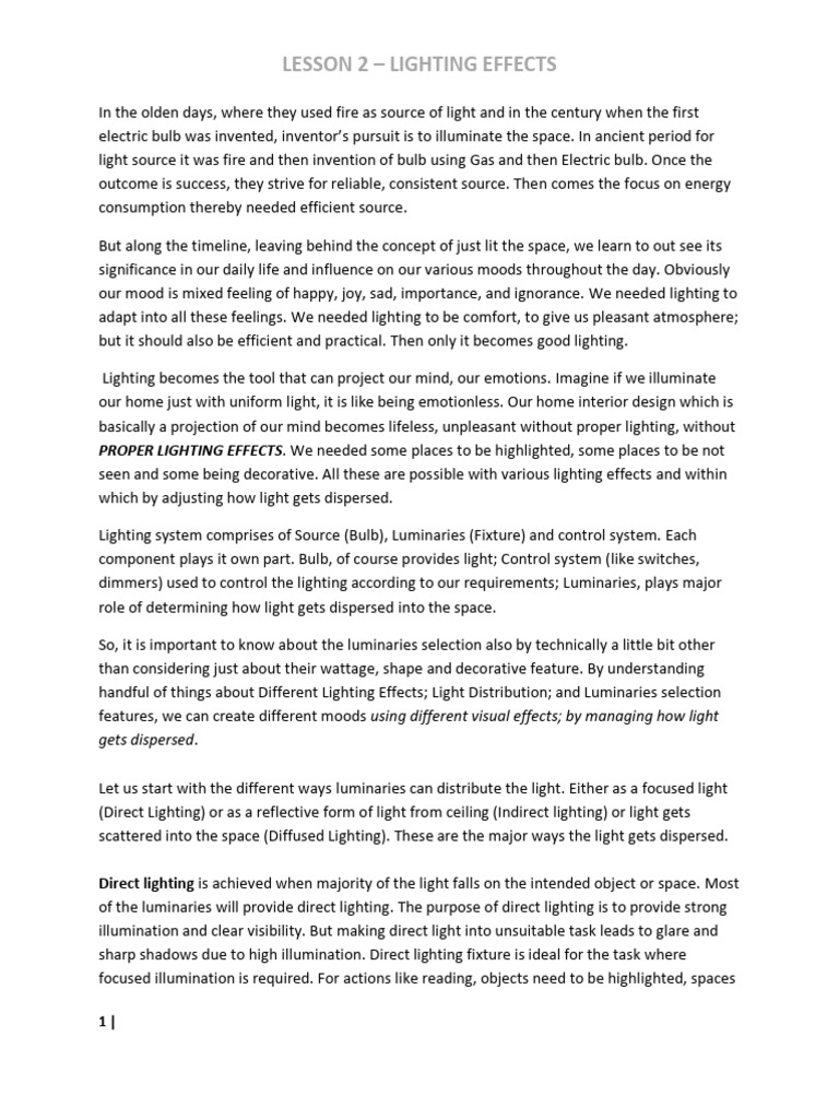 Lighting Effects | PDF | Lighting | Architectural Elements