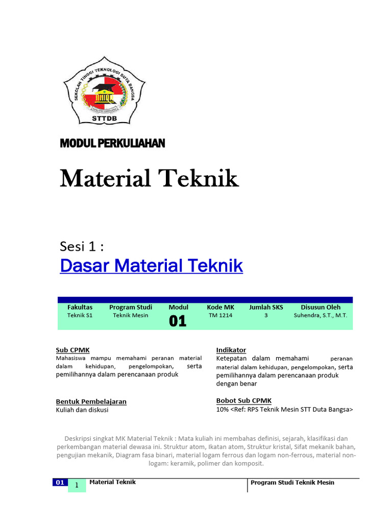 Modul 1 - Dasar Material Teknik | PDF