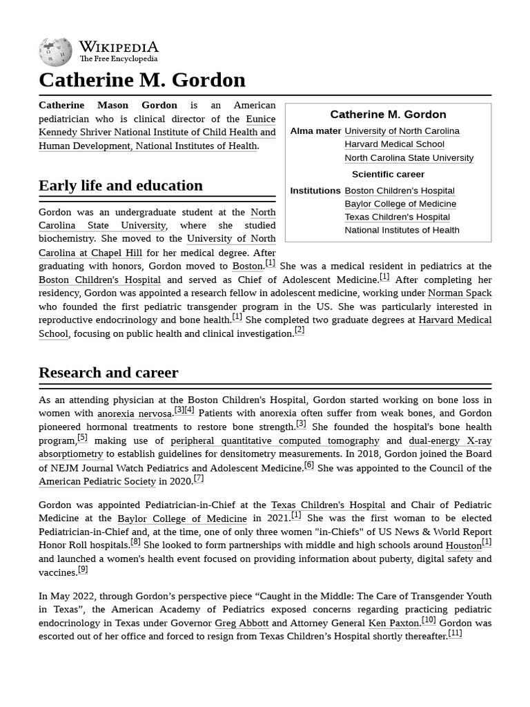 Catherine_M._Gordon | PDF | Health Care | Medicine