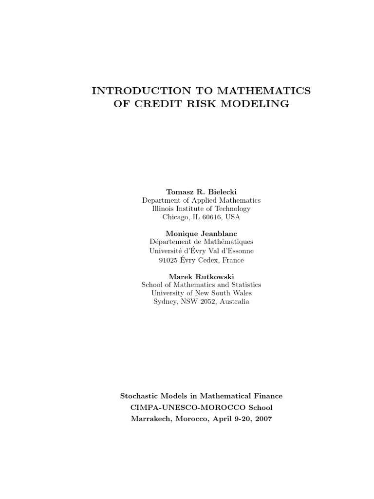 Mathematics of Credit Risk Modeling | PDF | Derivative (Finance ...