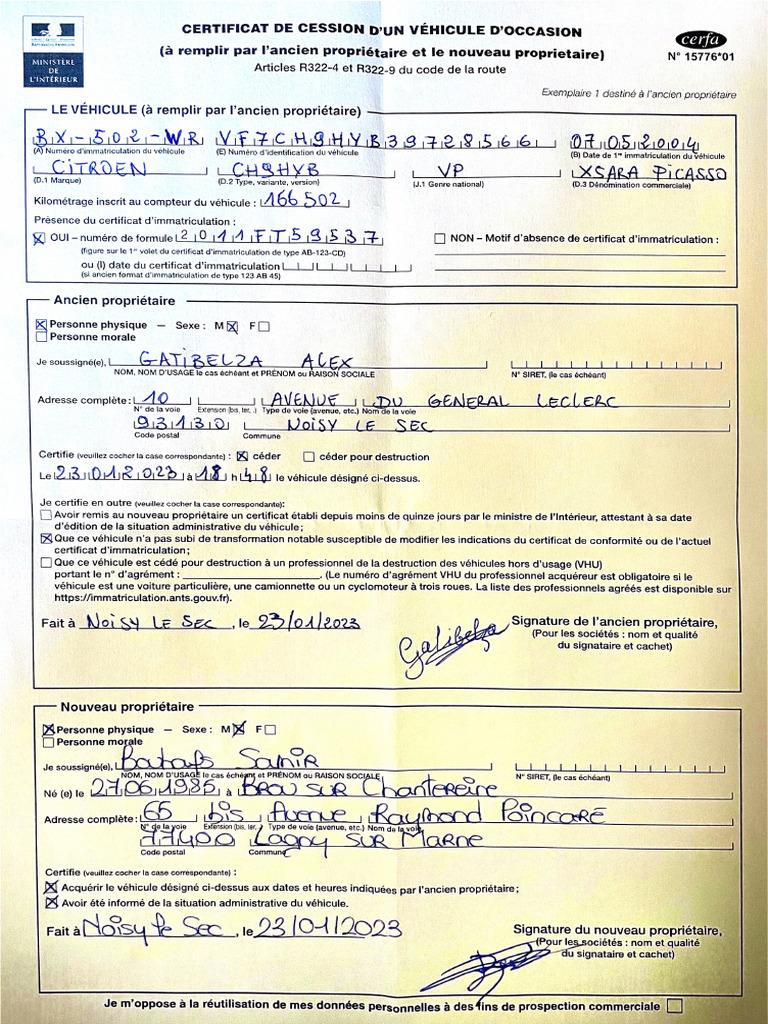 Attestation Cession 2 | PDF