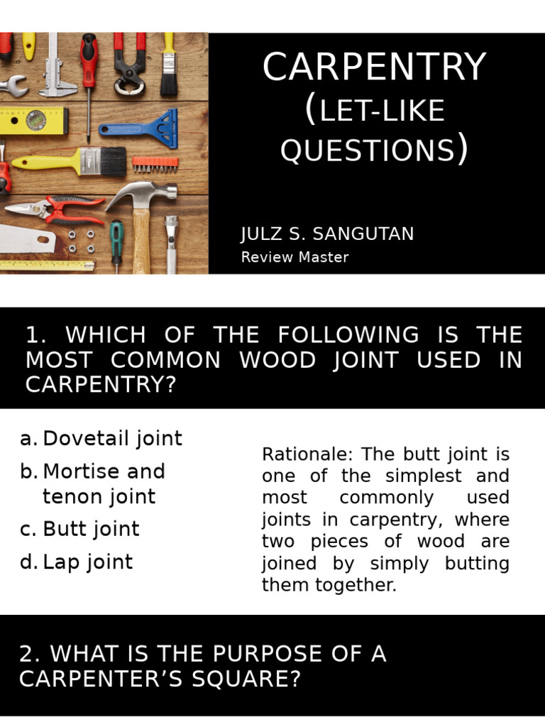 Carpentry Ppt | PDF | Framing (Construction) | Wood