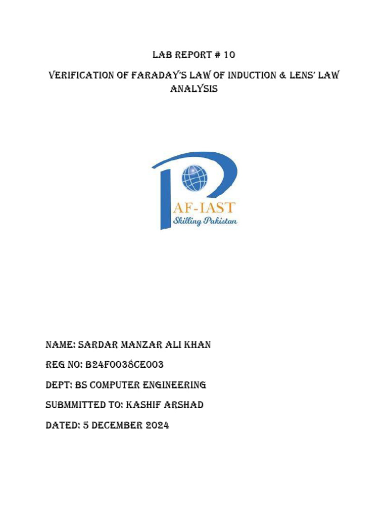 LAB REPORT 10 Faradays Law | PDF | Electromagnetic Induction | Magnetic Field