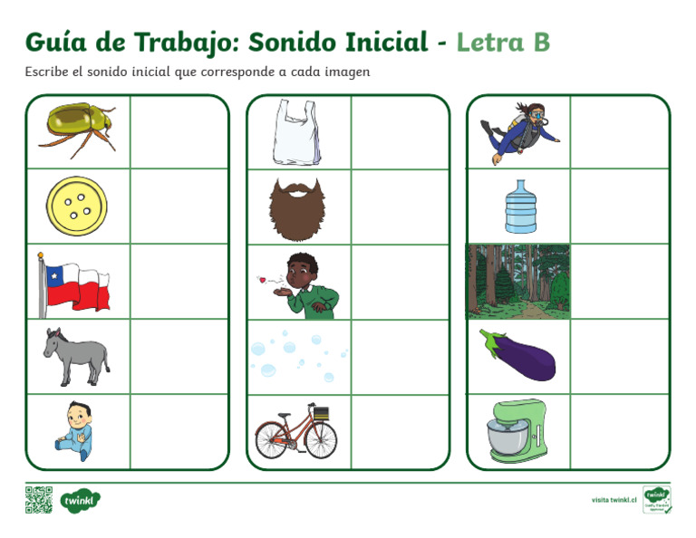 Guía de Trabajo Sonido Inicial Letra B | PDF