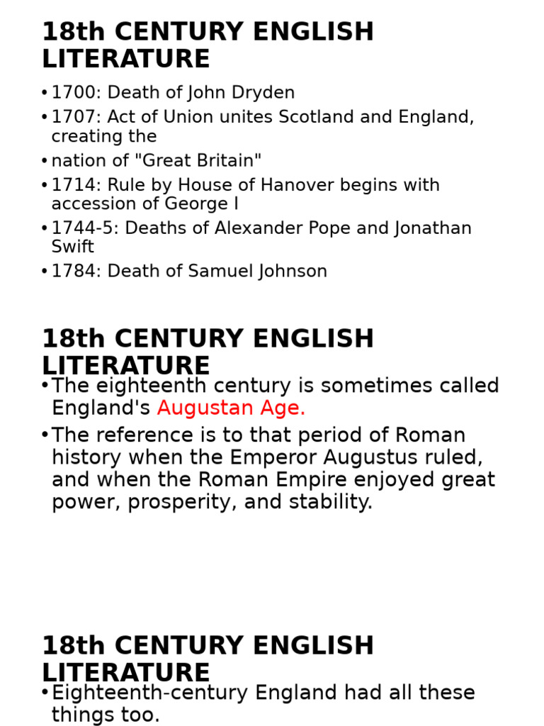 18Th Century English Literature | PDF | Romanticism | Postmodern Literature